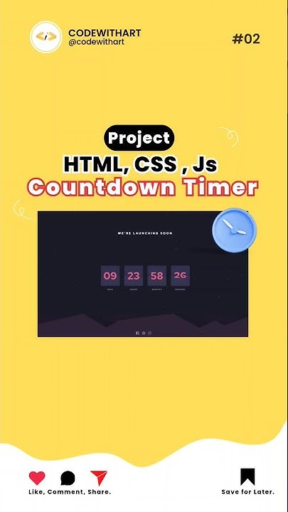 Countdown Timer Using Html Css And Javascript Javascript Codingshortvideo Viral Html5 Css3