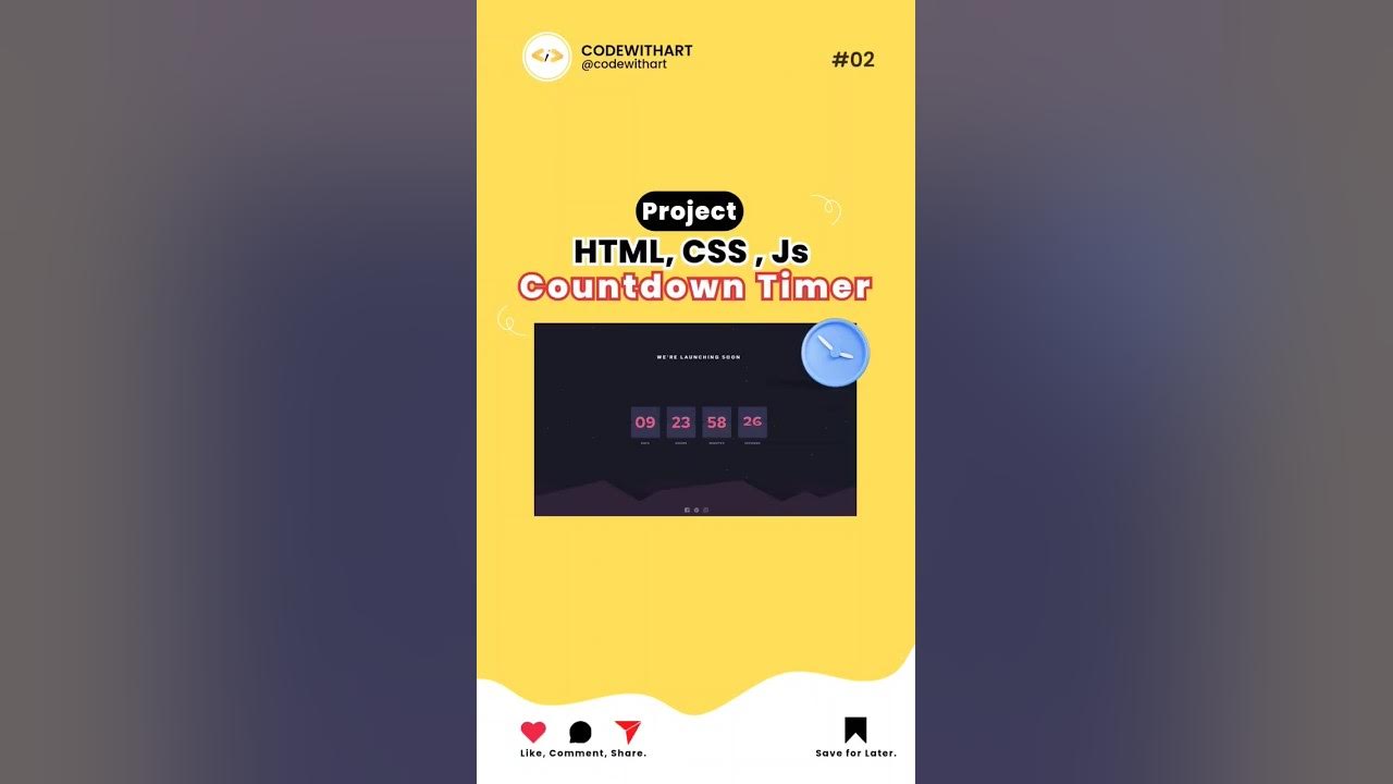 Countdown Timer Using Html Css And Javascript Javascript Codingshortvideo Viral Html5 Css3