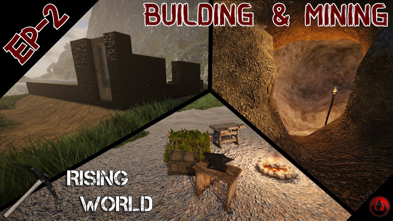 Rising World Episode 2 - Building & Mining! - YouTube