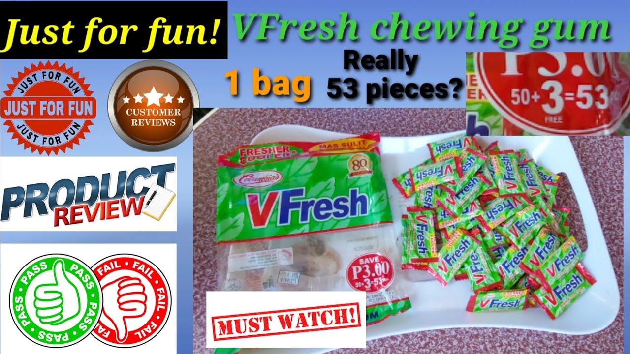 Just for fun! VFresh chewing gum 1 bag, really 53 pieces? - YouTube