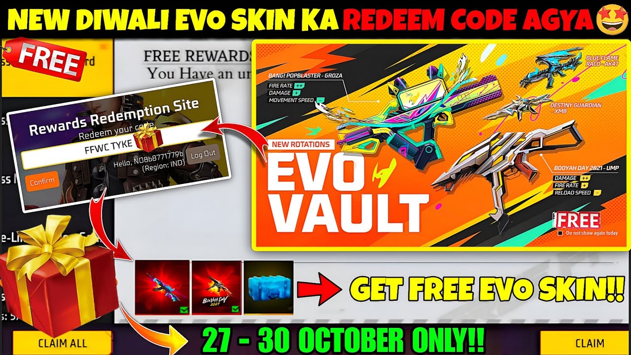FREE FIRE REDEEM CODE TODAY 30 OCTOBER|FF REWARDS REDEEM CODE | FF ...