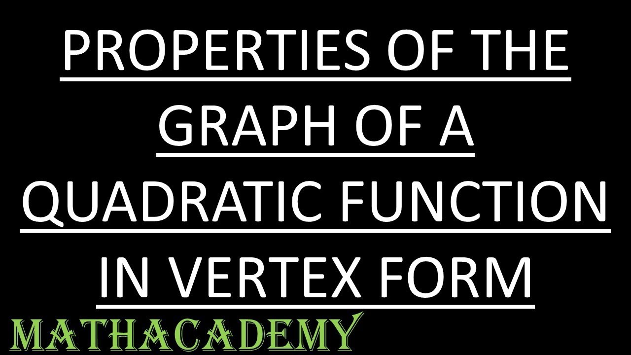 Properties of the Graph of a Quadratic Function in Vertex Form ...