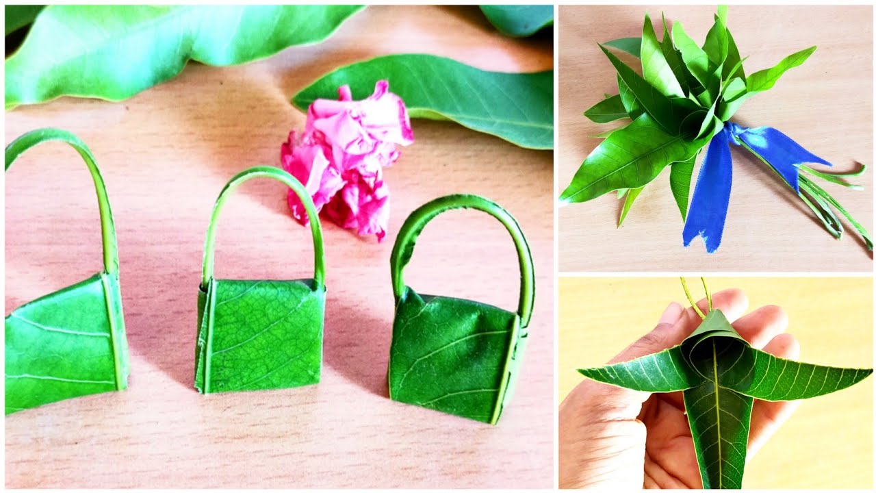 mango leaf bag, flower, toran | mango leaf crafts | mango leaf ...