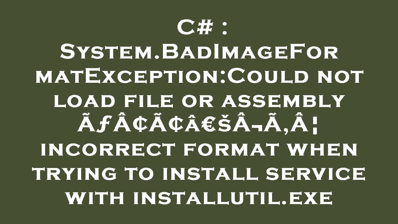 C System Badimageformatexception Could Not Load File Or Assembly ÃƒÂ