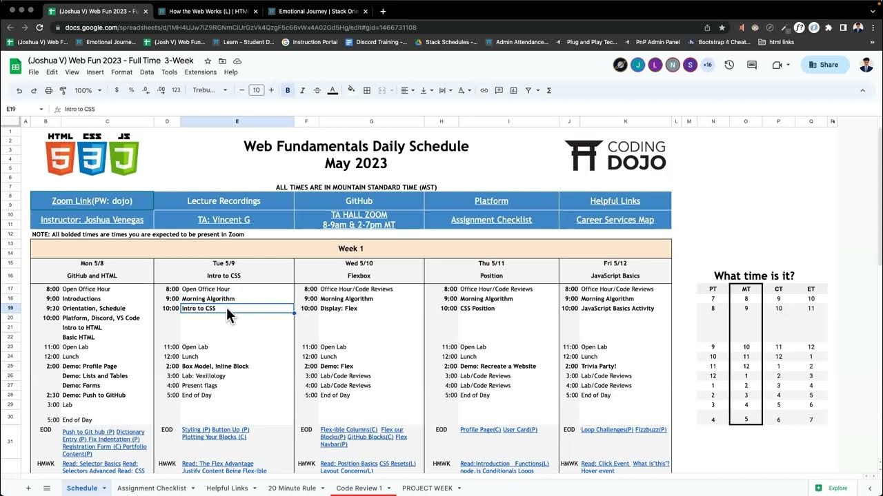 Web Fundamentals May2023 W1D1 Course Introduction and Schedule - YouTube