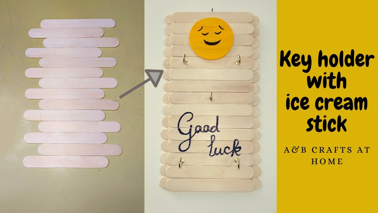 How to make ice cream stick key stand | A&B Crafts at home - YouTube