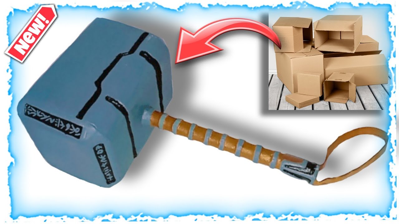 How to make Thor's hammer(Mjolnir) with cardboard ... 🔰 - YouTube