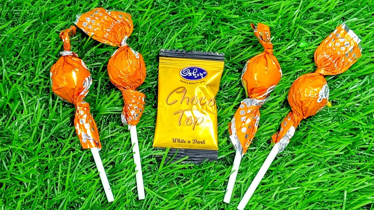 four pieces orange lollipop unpacking satisfying asmr videos ...