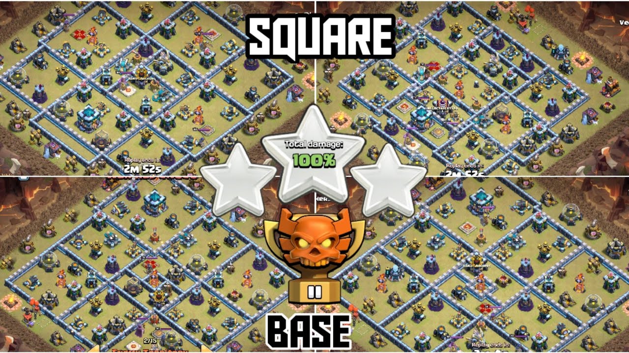 Th13 Square Base Attack | Yeti Bowler | Popular CWL Base | How To 3 ...