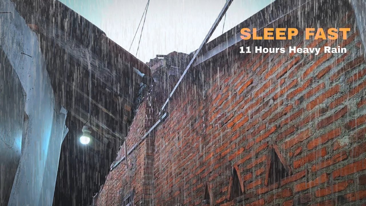 Sleep Fast 🌧️ Heavy Rain in Narrow Alley Under Warm Light (11 Hours, No ...
