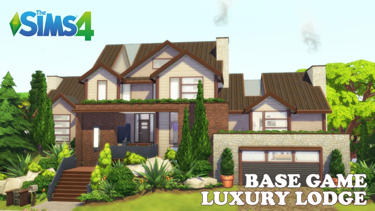BASE GAME | Luxury Lodge 🌄 • Modern Interior | The Sims 4 Speed Build ...