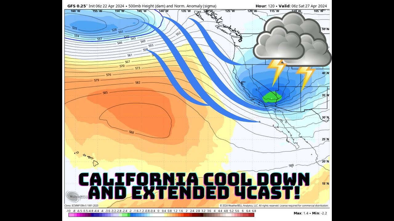 California Weather: Cool Down, Thunderstorms and the Extended 4cast ...
