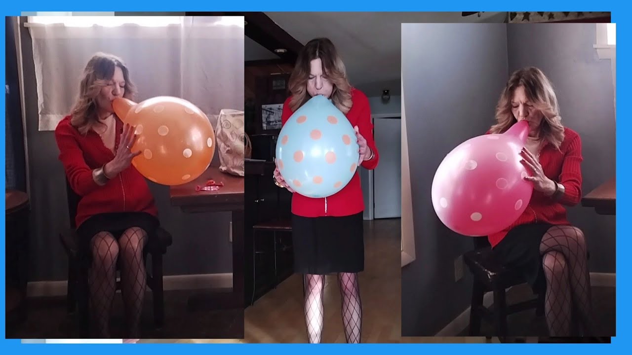 Polka dot balloons inflated & deflated/Blue Balloons Bursting - YouTube