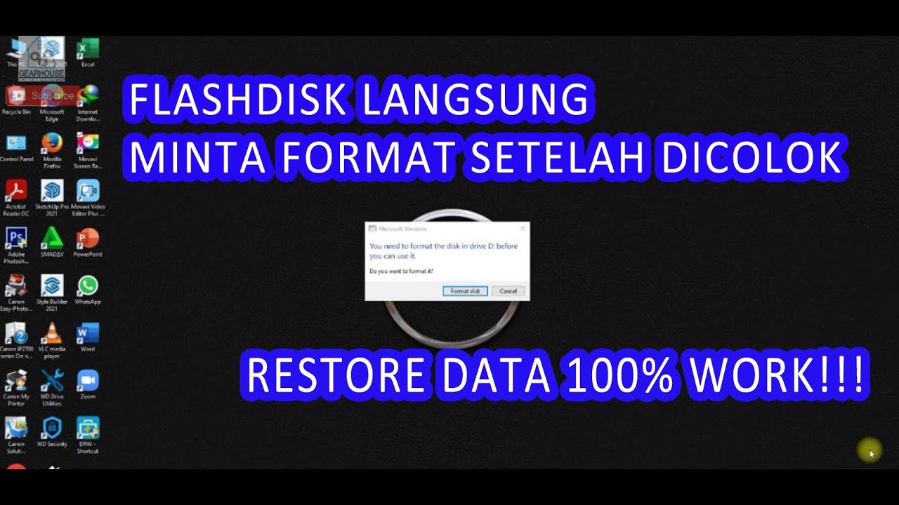 TUTORIAL CARA RECOVERY DATA SAAT FLASHDISK MINTA FORMAT - YouTube