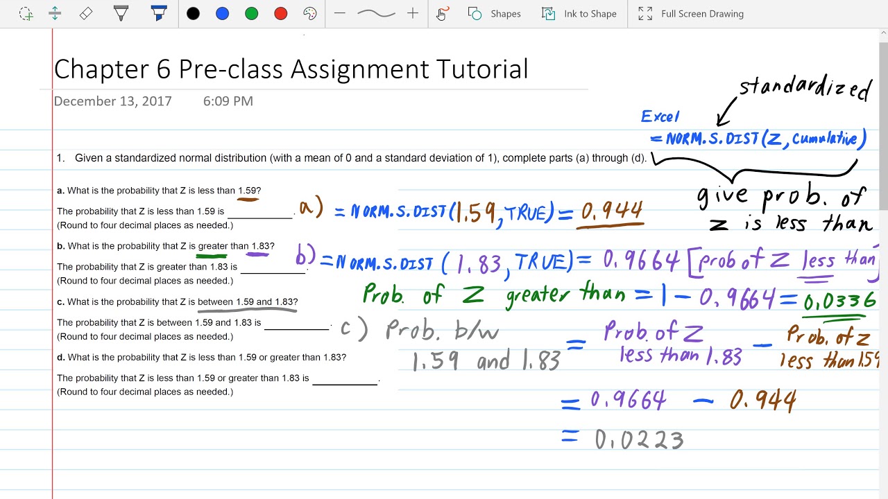 Business Statistics Ch 6 Pre-class Assignment Question 1 - YouTube