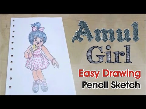Amul Girl Easy Drawing Pencil Sketch ! Step by step !! - YouTube