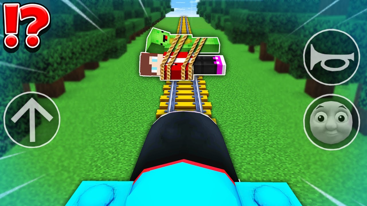 JJ and Mikey but How to Play THOMAS TRAIN CHALLENGE in Minecraft Maizen ...