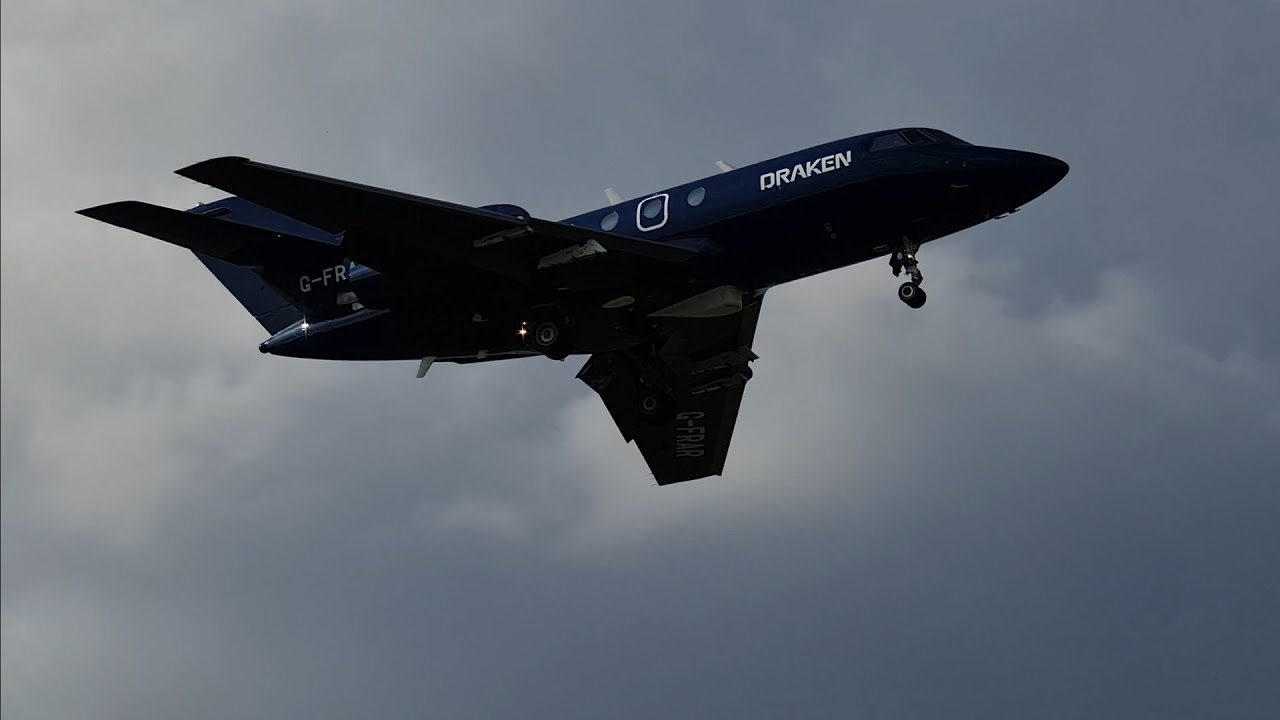 Draken Falcon 20 landing at Bournemouth Airport - YouTube