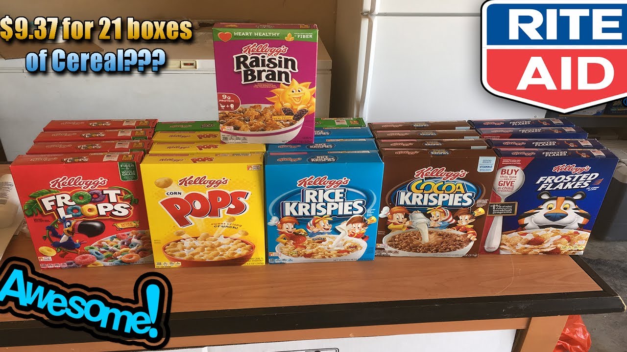 RITE AID HAUL 5/28/2017( 21 BOXES OF CEREAL FOR $9.37???) - YouTube