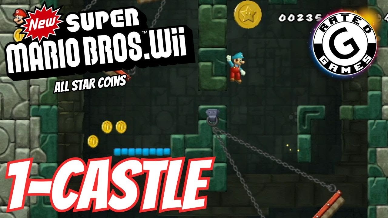 World 1-Castle ALL Star Coins 🪙🪙🪙 New Super Mario Bros. Wii (No ...