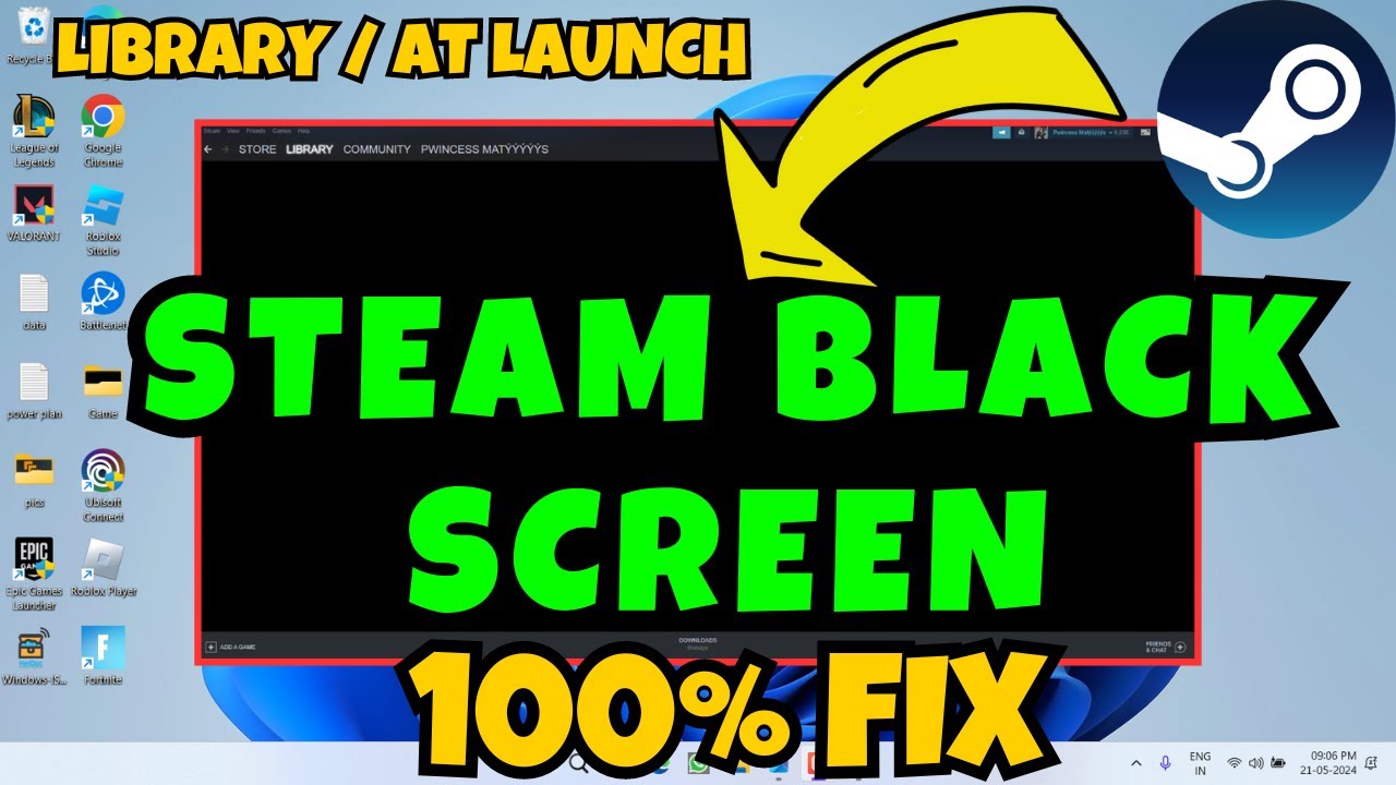 Steam black screen on launch Fix - YouTube