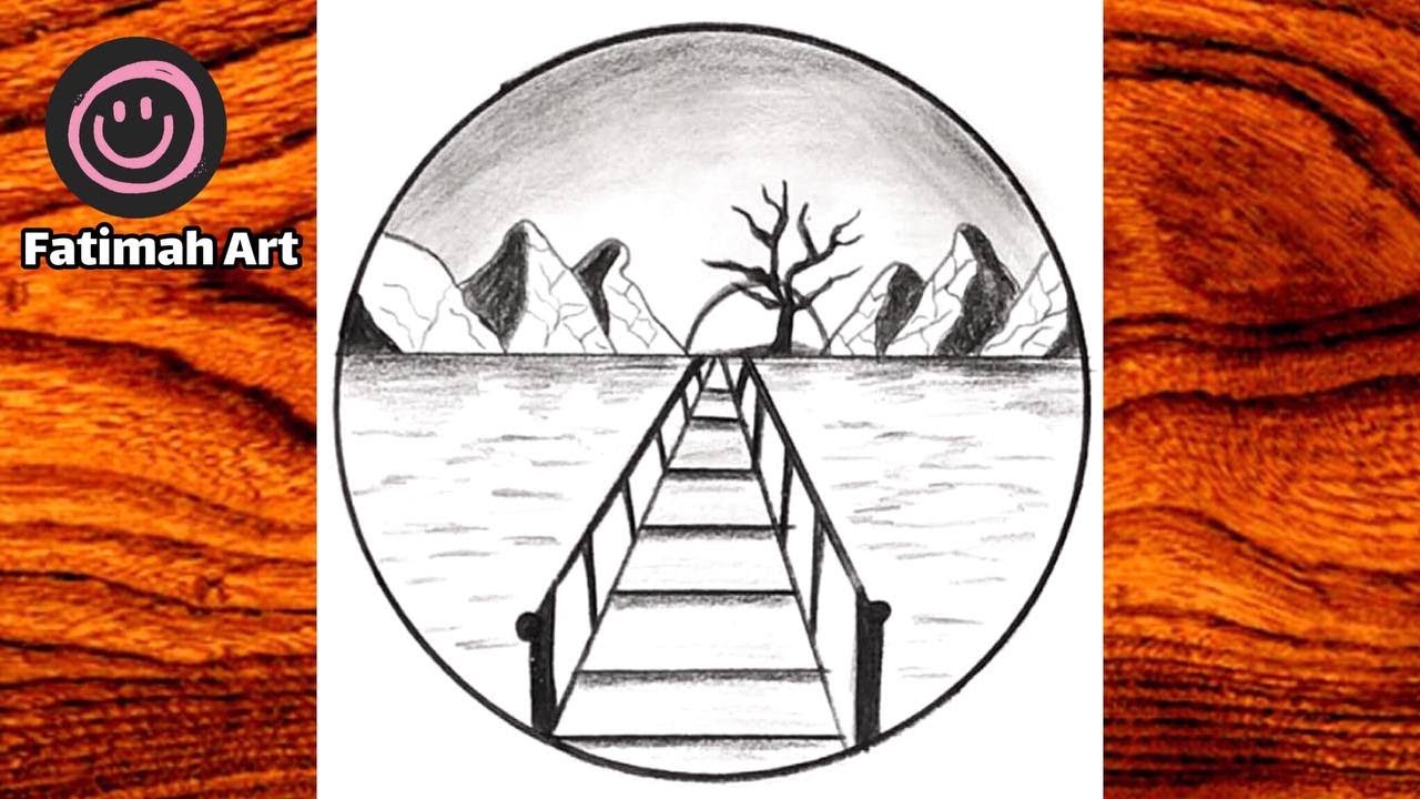 Easy scenery || Bridge of Happiness || Very easy circle drawing ...