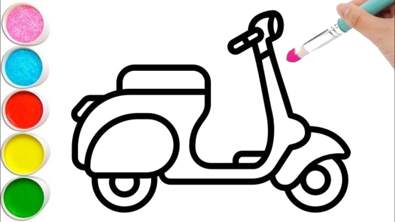 How to draw a scooter step by step || scooter drawing easy for kids ...