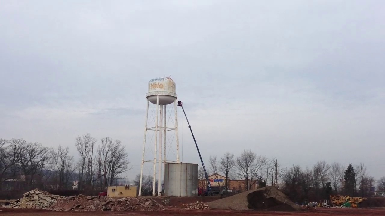 Demolition of 10 story water tower! - YouTube