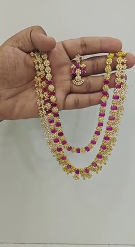 Original gold plated 2 step necklace set 1699+₹ - YouTube