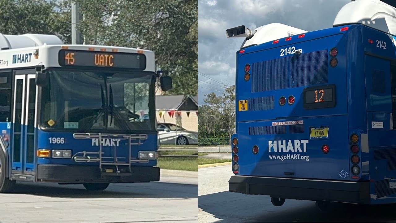 Hart buses #1966 on Route 45 and #2142 on Route 12 arriving at ...