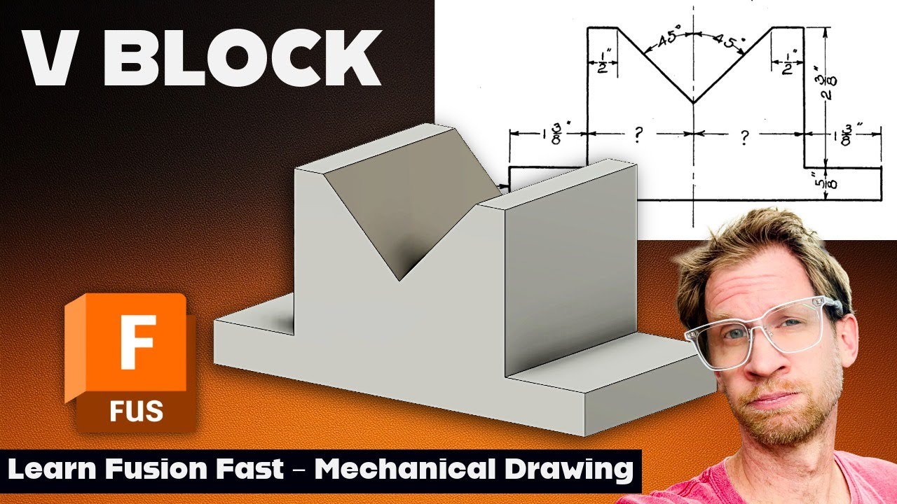Autodesk Fusion V-Block Tutorial: Sketch, Dimension, Extrude, Mirror ...