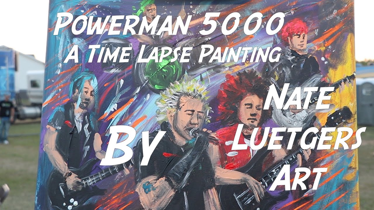 Nate Luetgers Art painting POWERMAN 5000 (Time lapse live at Midsummer ...