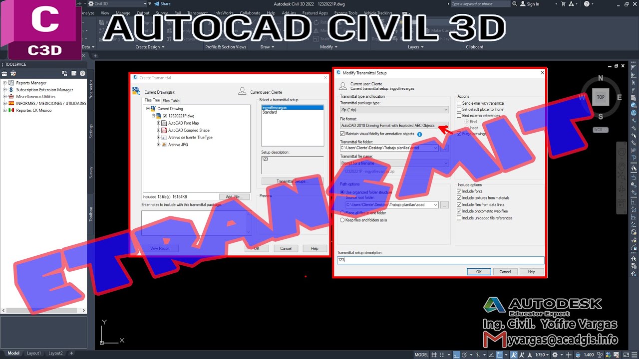 ETRANSMIT PARA EXPORTAR DE CIVIL3D TO AUTOCAD - YouTube