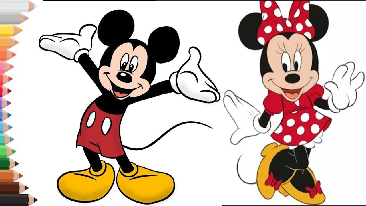 How to Draw MICKEY MOUSE and MINNIE MOUSE - STEP BY STEP - YouTube
