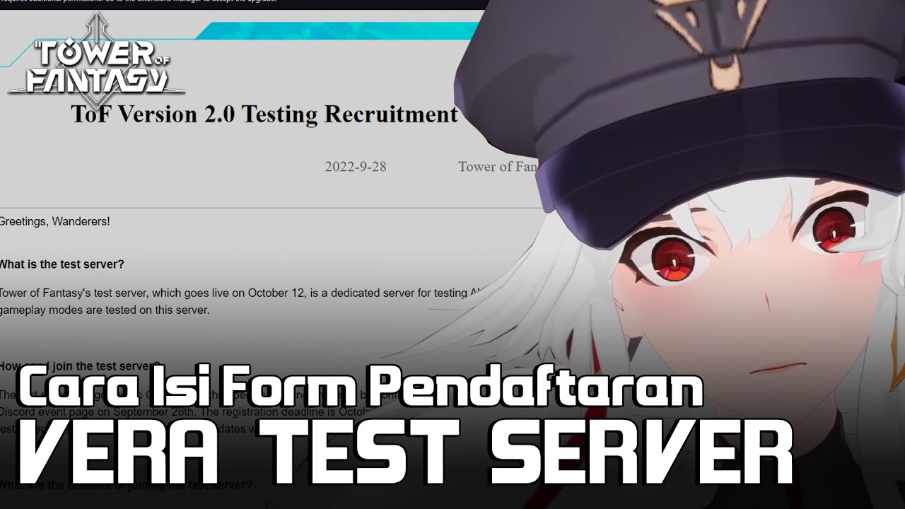 Cara Isi Form Pendaftaran Test Server Map Vera Tower of Fantasy - YouTube
