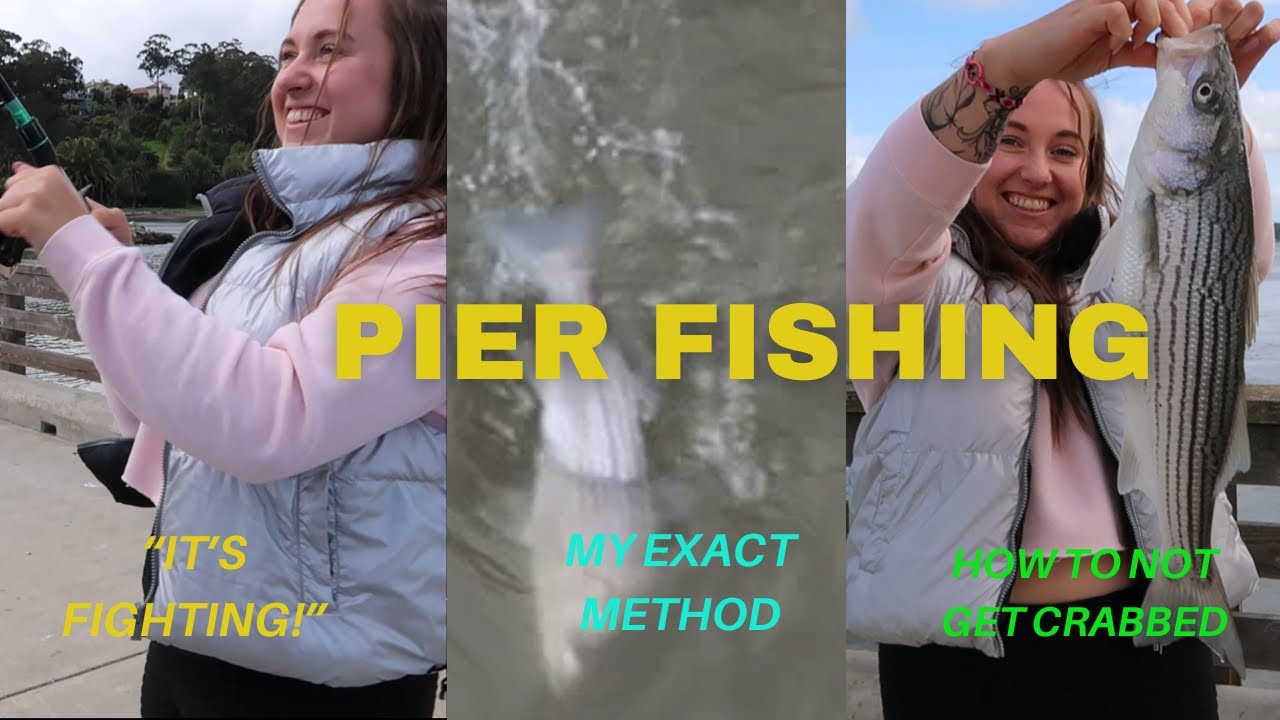 Her First Keeper Striper! ( Pier fishing - anti crabbing method) - YouTube