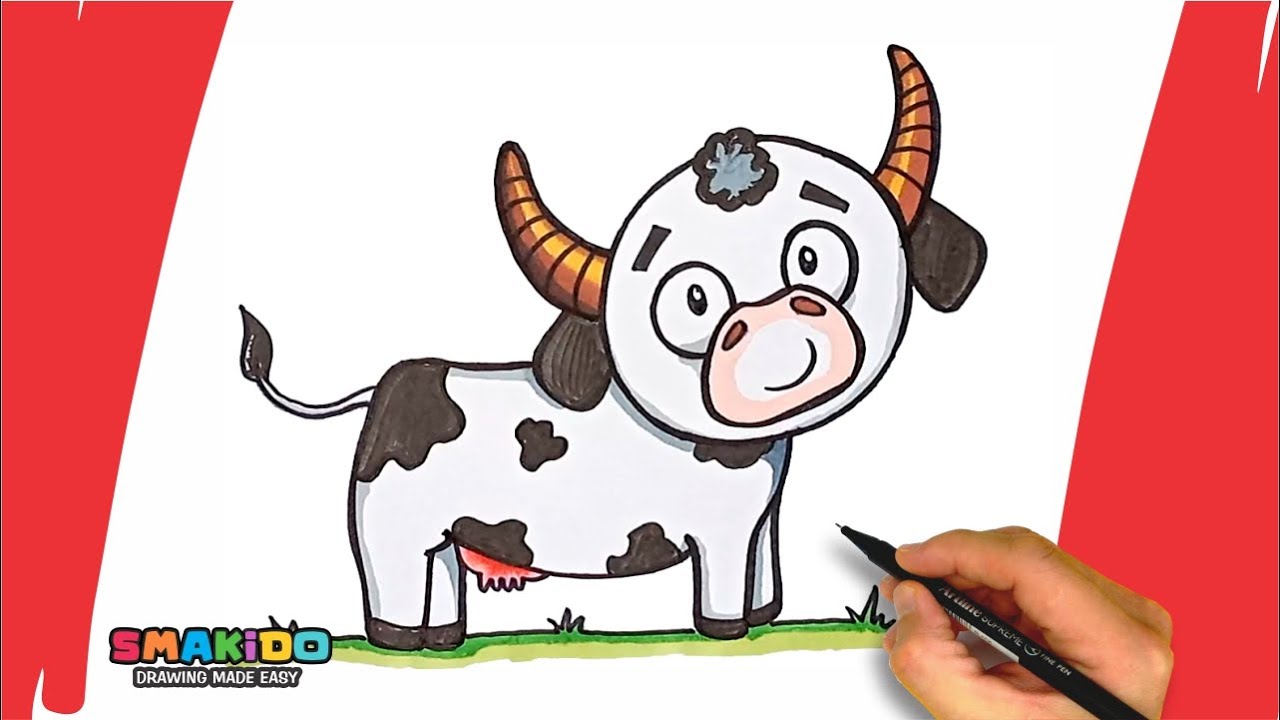 How to Draw a Cow Easy For Kids Step by Step Tutorial | Cartoon Cow ...