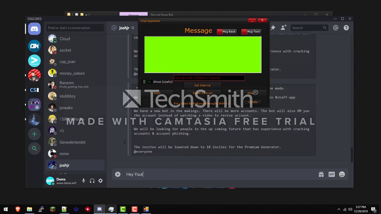 DISCORD SPAM BOT WORKING 2019 - YouTube