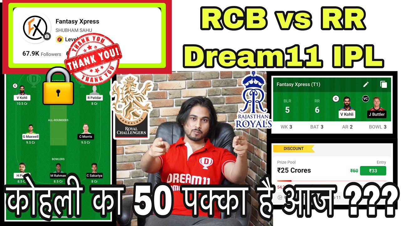 Dream11 Team of Today Match , BLR vs RR Dream11 Team 2021 , Best Team ...