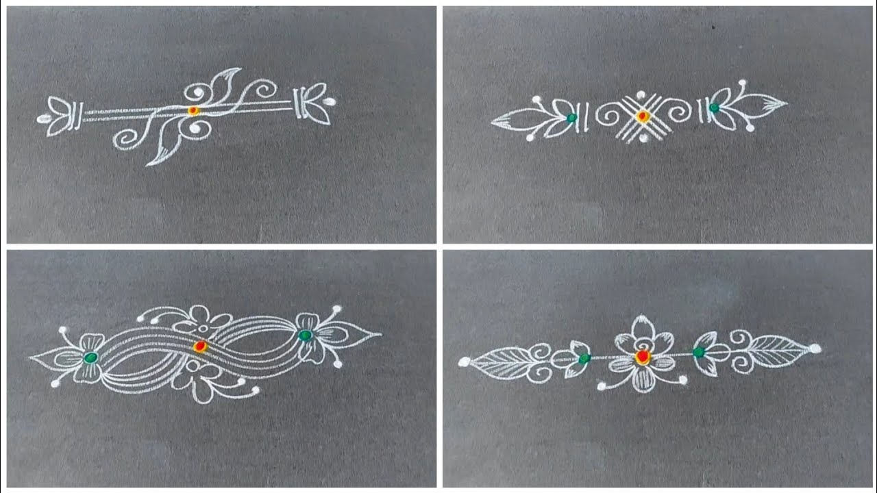 Easy Border Kolam Designs | Simple Rangoli Side Borders for Festivals ...