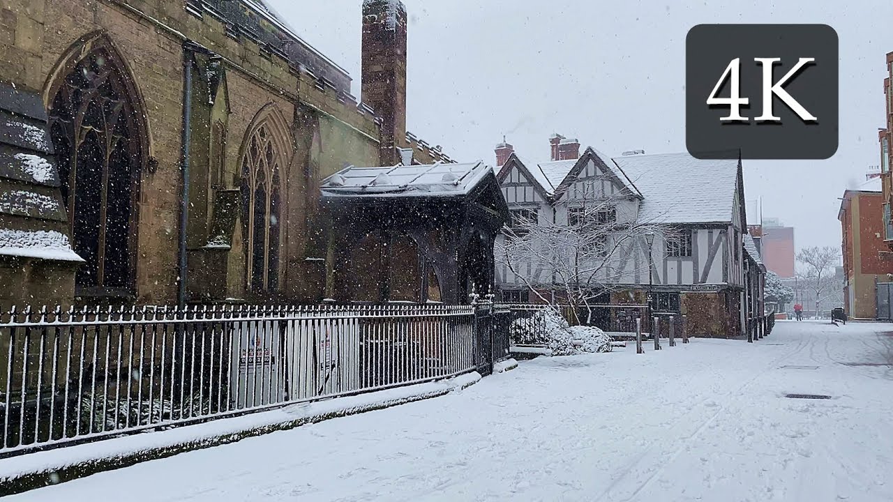 4K Ultra HD Heavy Snowfall Leicester - UK January 2021 Walking Tour ...