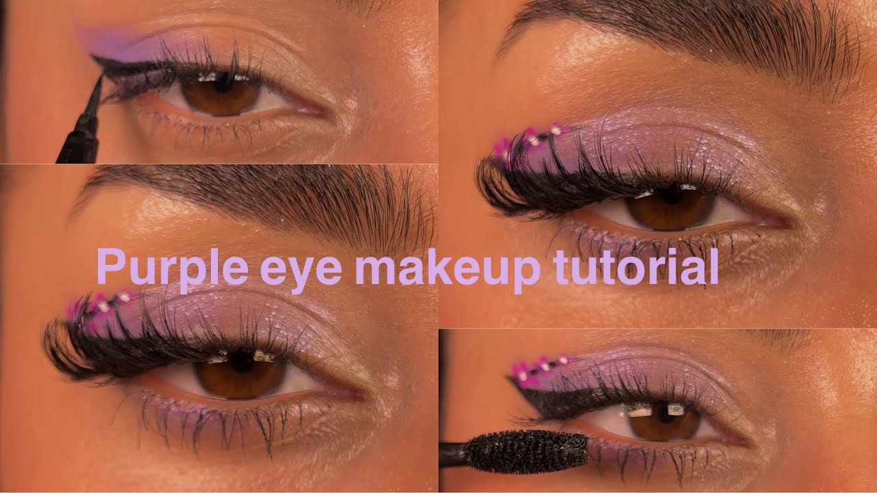 ESIEST purple eye flower eyeshadow makeup graphic liner tutorial / # ...