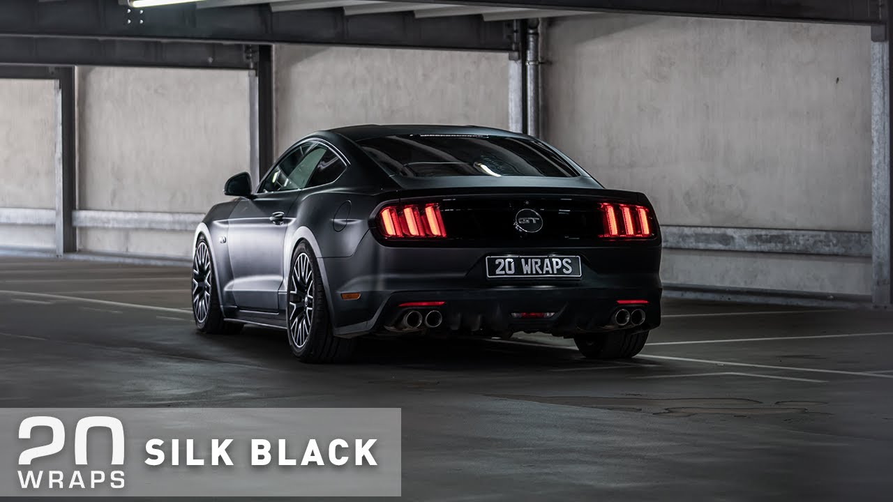 FORD MUSTANG GT WRAPPED IN 20 WRAPS SILK BLACK - YouTube