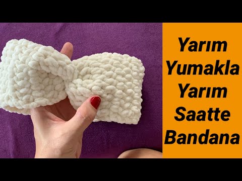 Kadife iple Bandana / Easy Headband (Velvet Yarn)