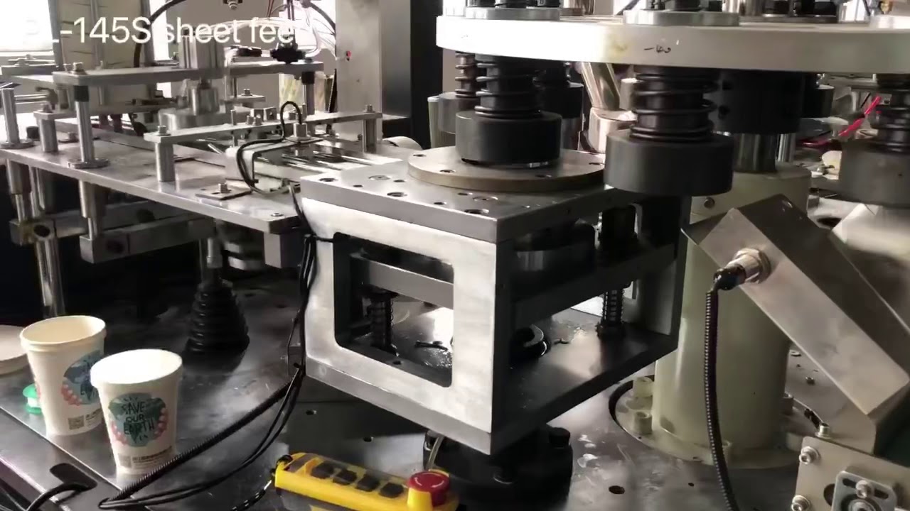 90mm cup paper lid cover machine PL-145S - YouTube