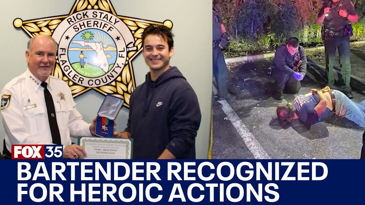 Florida bartender gets award after man starts shooting inside bar - YouTube