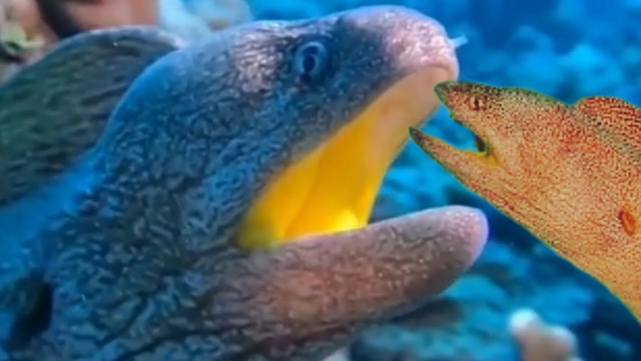 fish vs fish fighting! moray fish attack! moray eel eating fish - YouTube