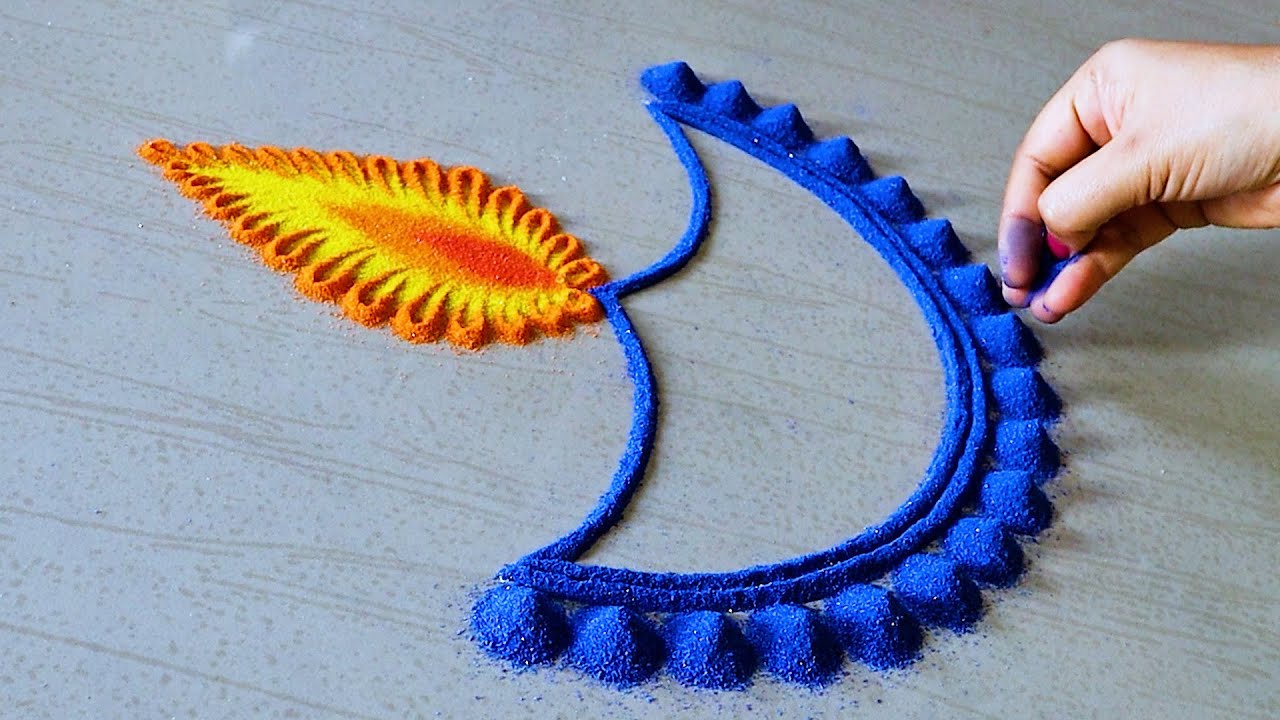 Diya Rangoli Design For Diwali | Easy Diya Rangoli For Deepavali | Easy ...