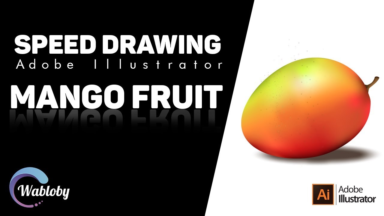 Adobe Illustrator - Speed Drawing - Mango - Mesh Tool - YouTube