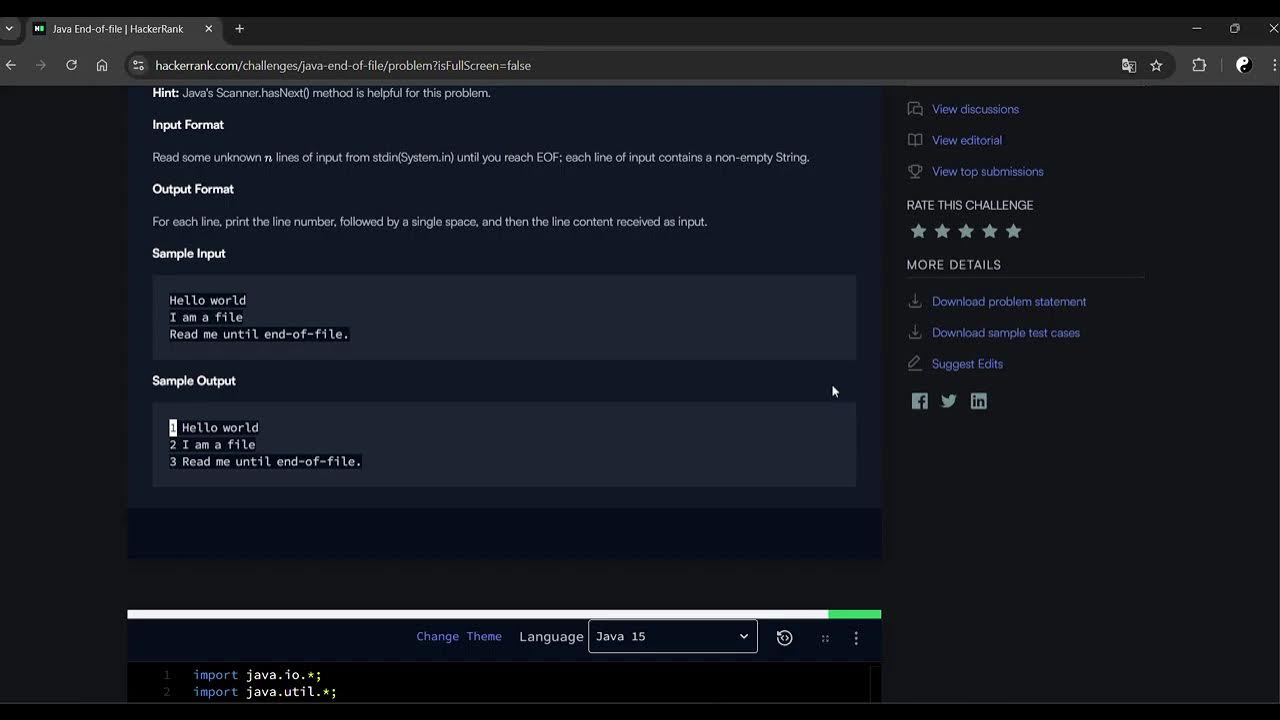 Java End Of File Hackerrank Youtube